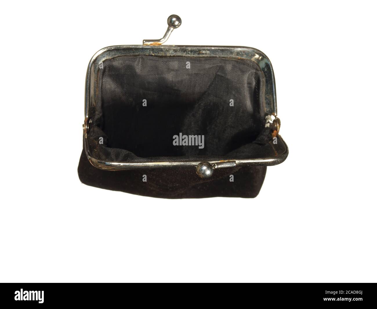 Empty old wallet with metal clasps isolated on white background Stock ...