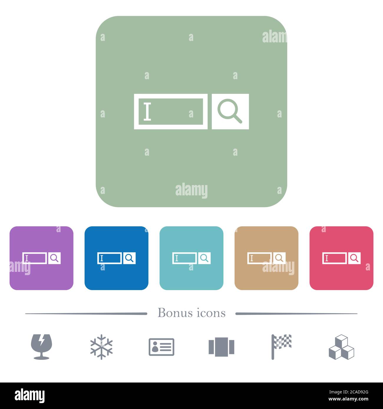 Search box with cursor white flat icons on color rounded square ...