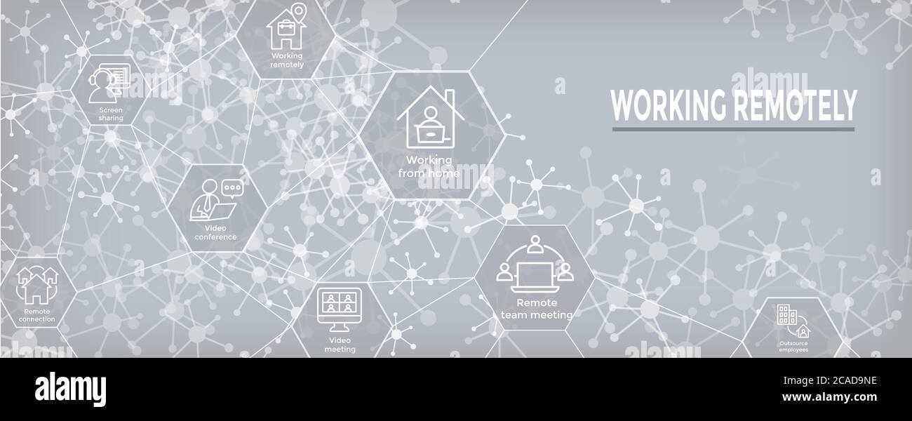 Remote work icon set & web header banner Stock Vector Image & Art - Alamy