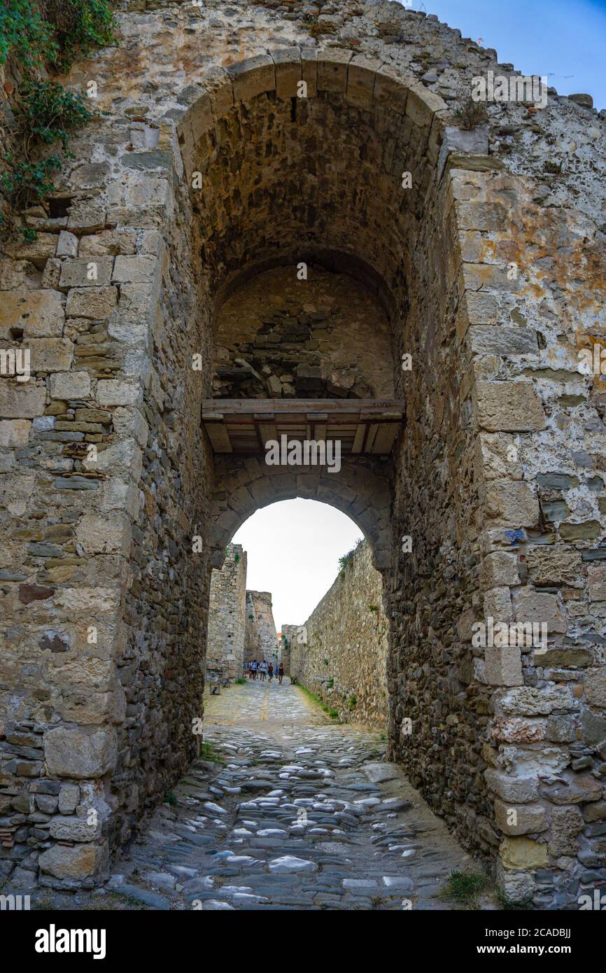 Inside the Archaeological site of Methoni Castle. Built by the ...