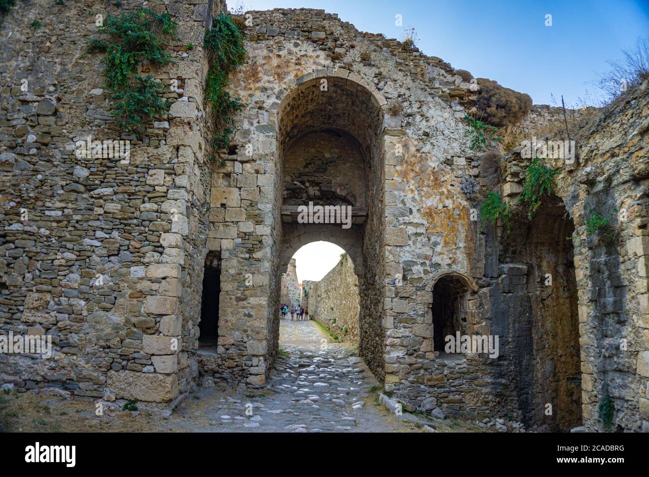 Inside the Archaeological site of Methoni Castle. Built by the ...