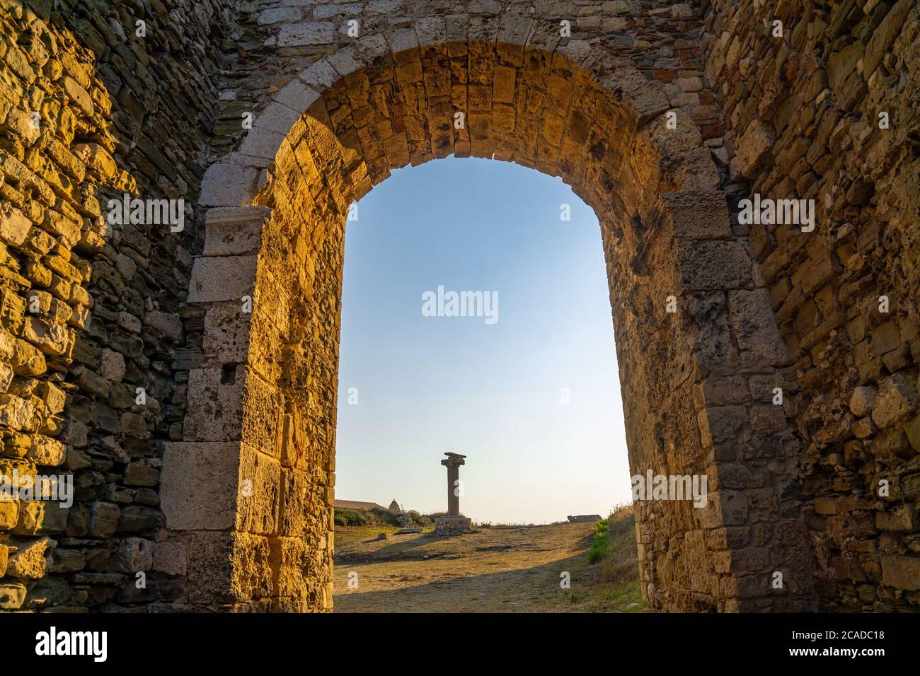 Inside the Archaeological site of Methoni Castle. Built by the ...