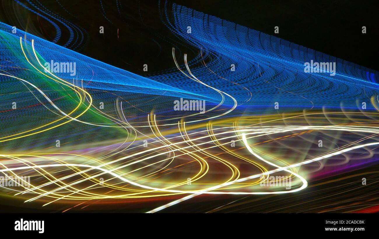 Closeup shot of movements of light, smooth light art, virtual space ...