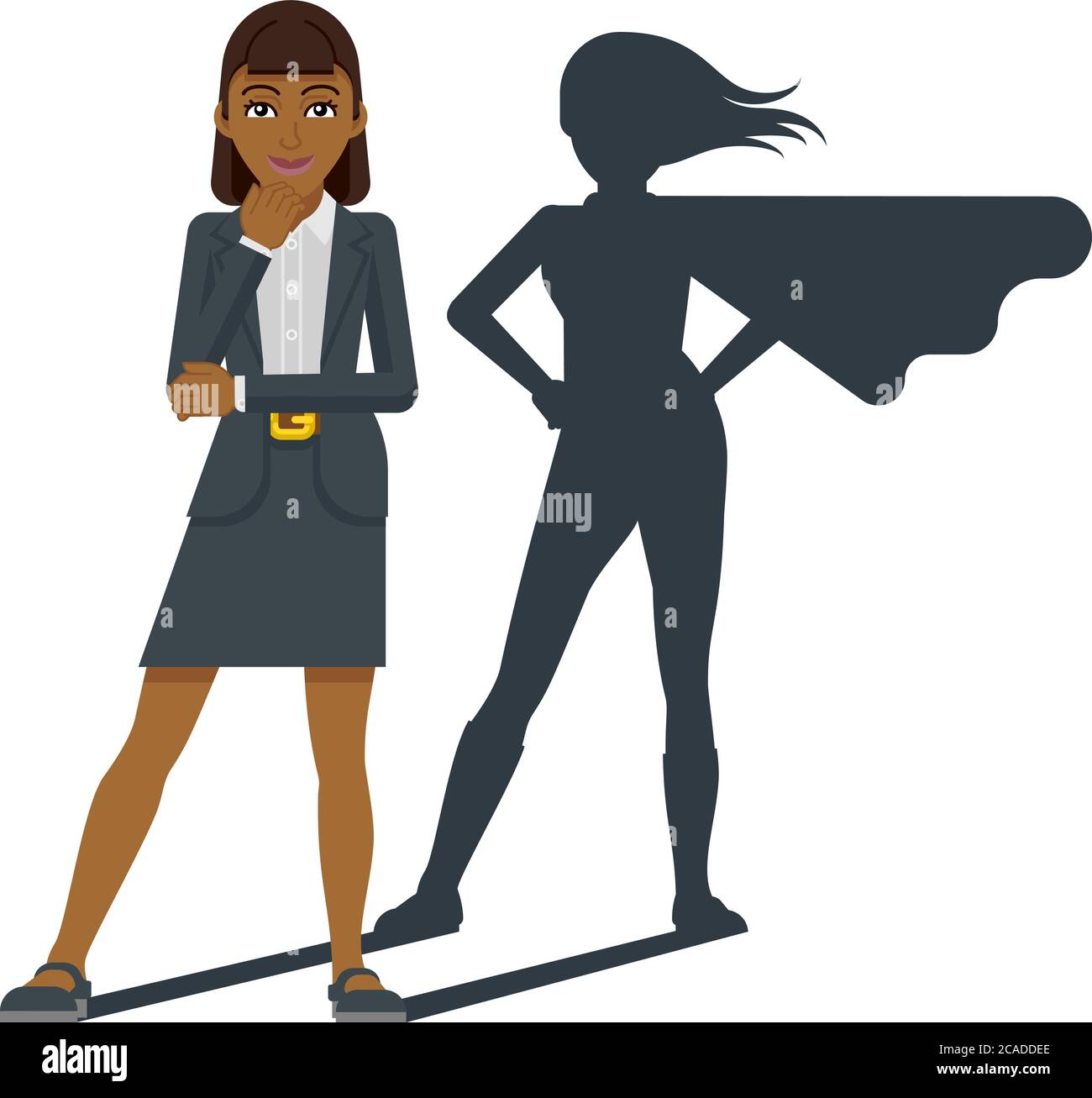 Business Woman Super Hero Shadow Cartoon Mascot Stock Vector Image ...