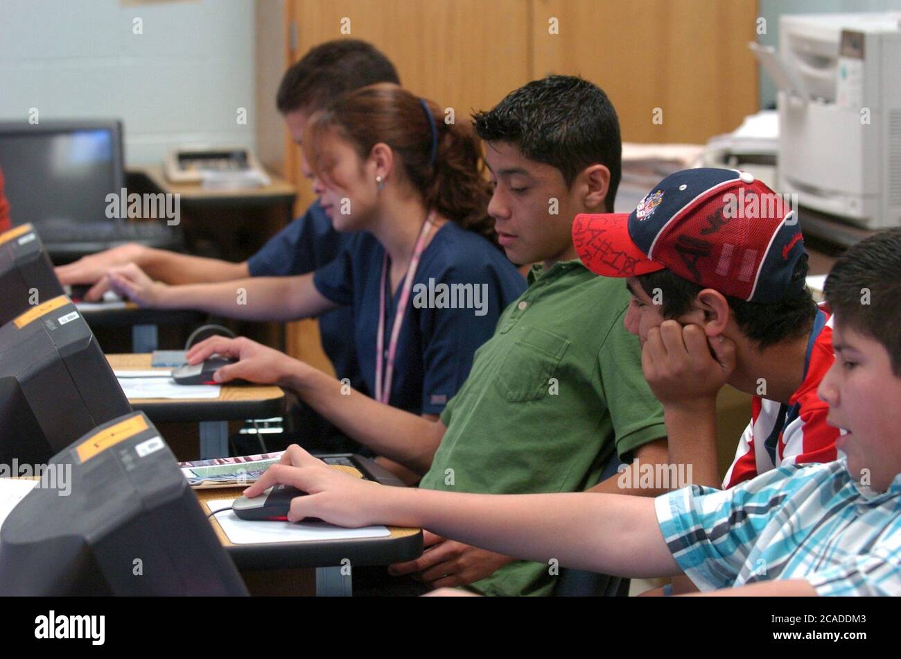 Brownsville, Texas USA, January, 2006: Hispanic students using ...