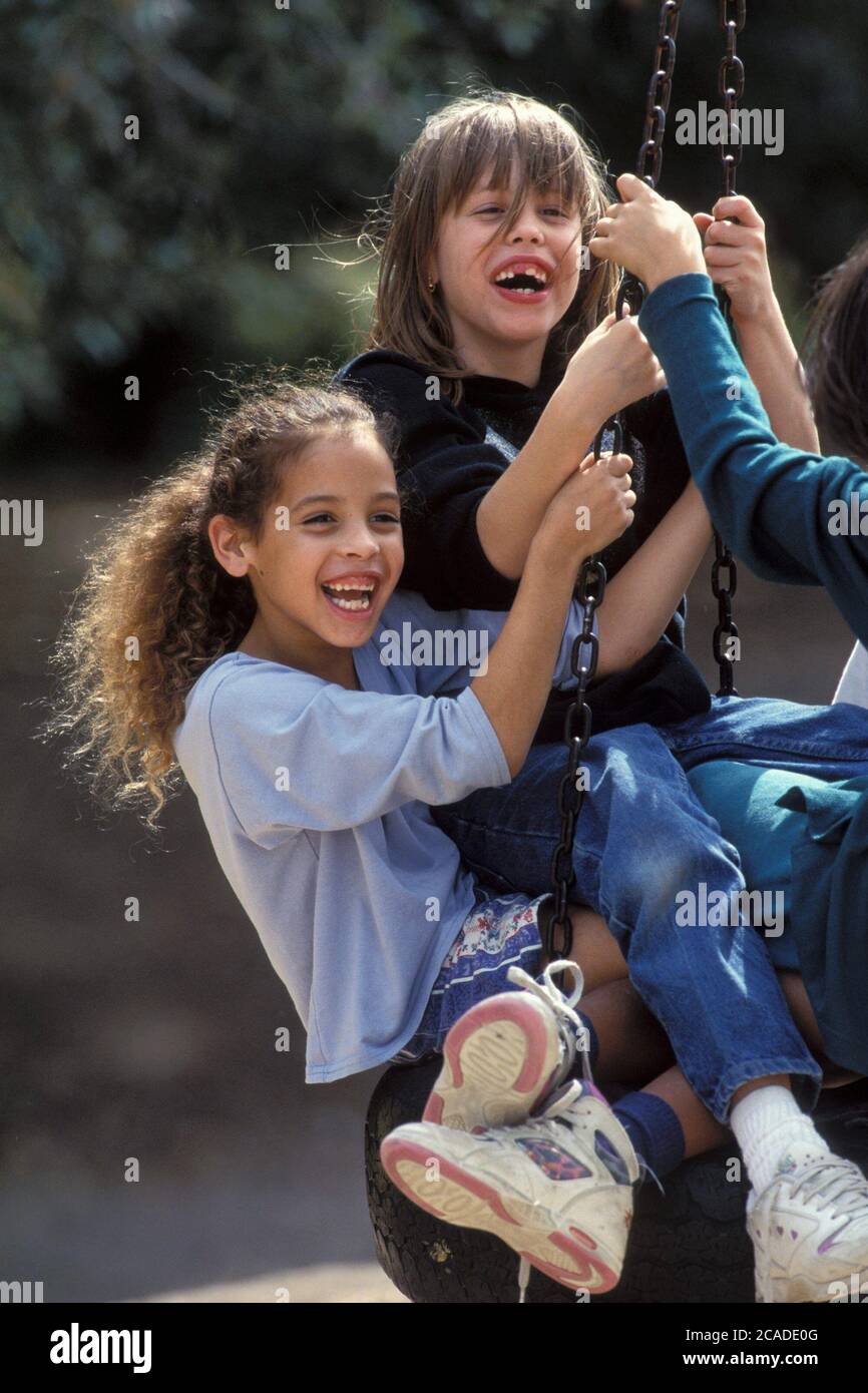Austin, Texas USA: Elementary school girls with mixed ethnicity playing ...