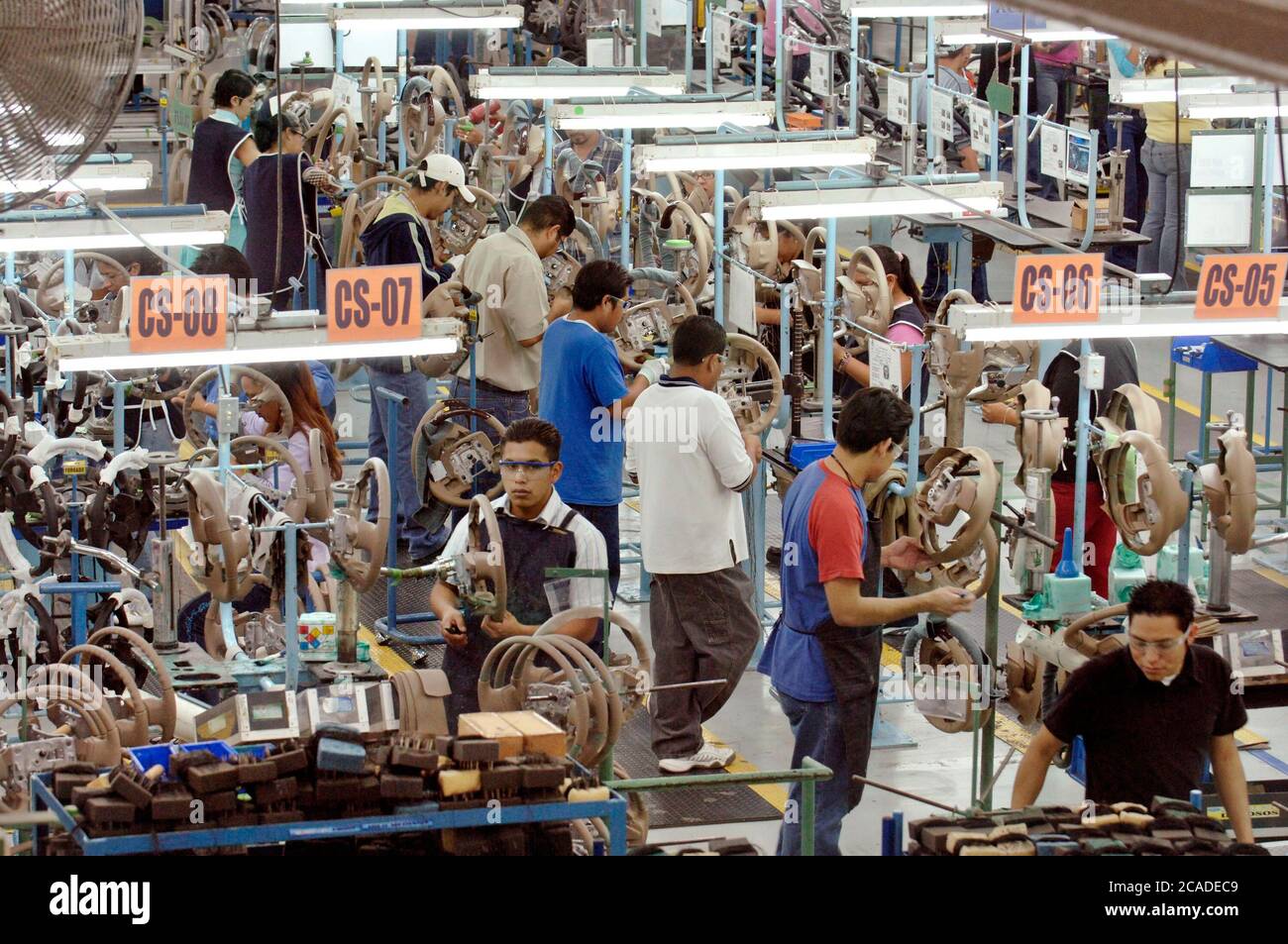 Matamoros, Mexico April, 2006: Steering wheel manufacturing at Delphi ...