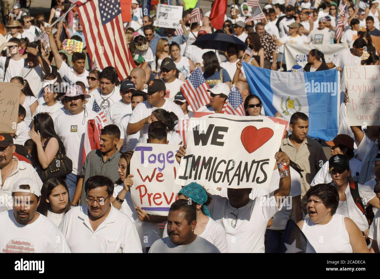 Austin, Texas USA, April 10, 2006: About 20,000 demonstrators march ...