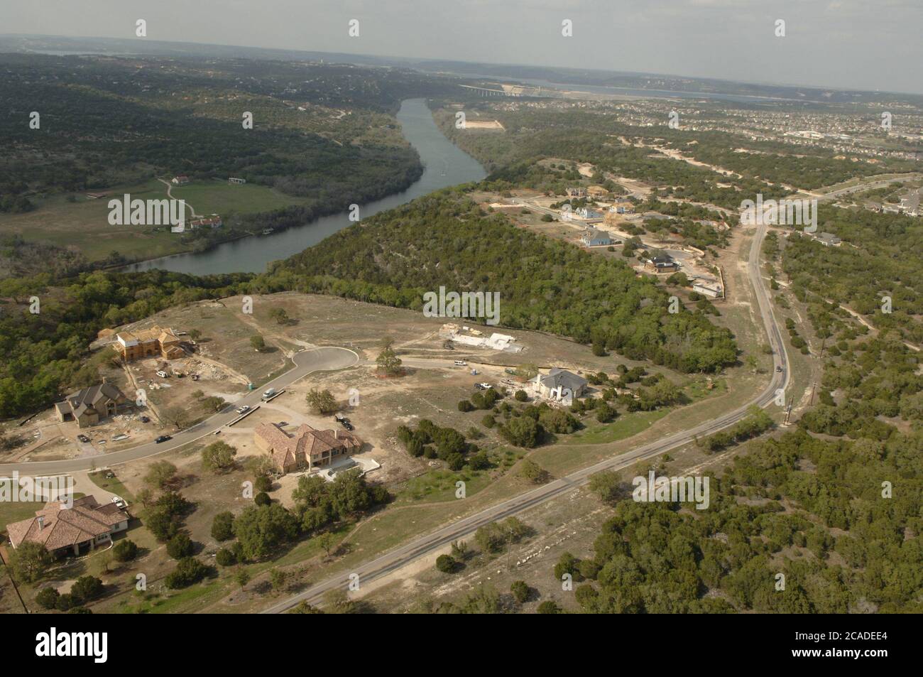 Austin, Texas USA, April, 2006: Luxurious new homes on a cul-de-sac ...