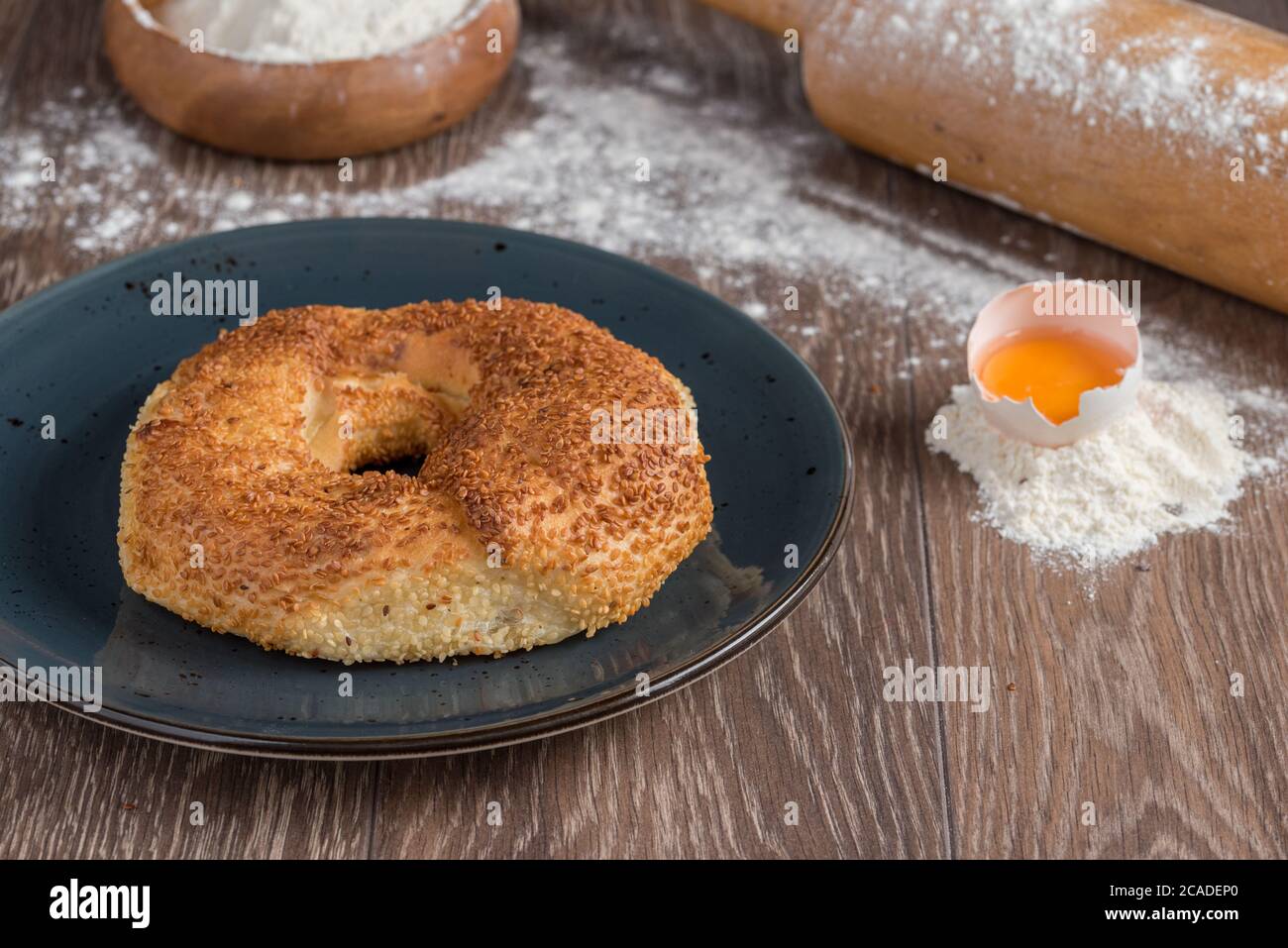 Turkish pastry product simit. Turkish Pastries; pogaca, borek, acma ...