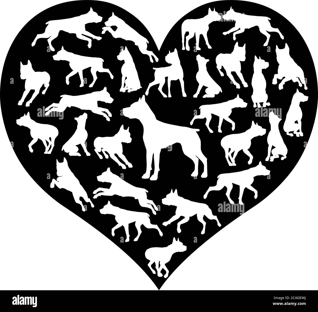 Staffy Dog Heart Silhouette Concept Stock Vector Image & Art - Alamy