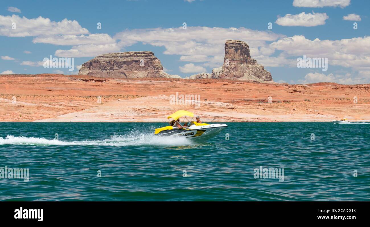 Boating at Lake Powell, Utah, USA Stock Photo - Alamy