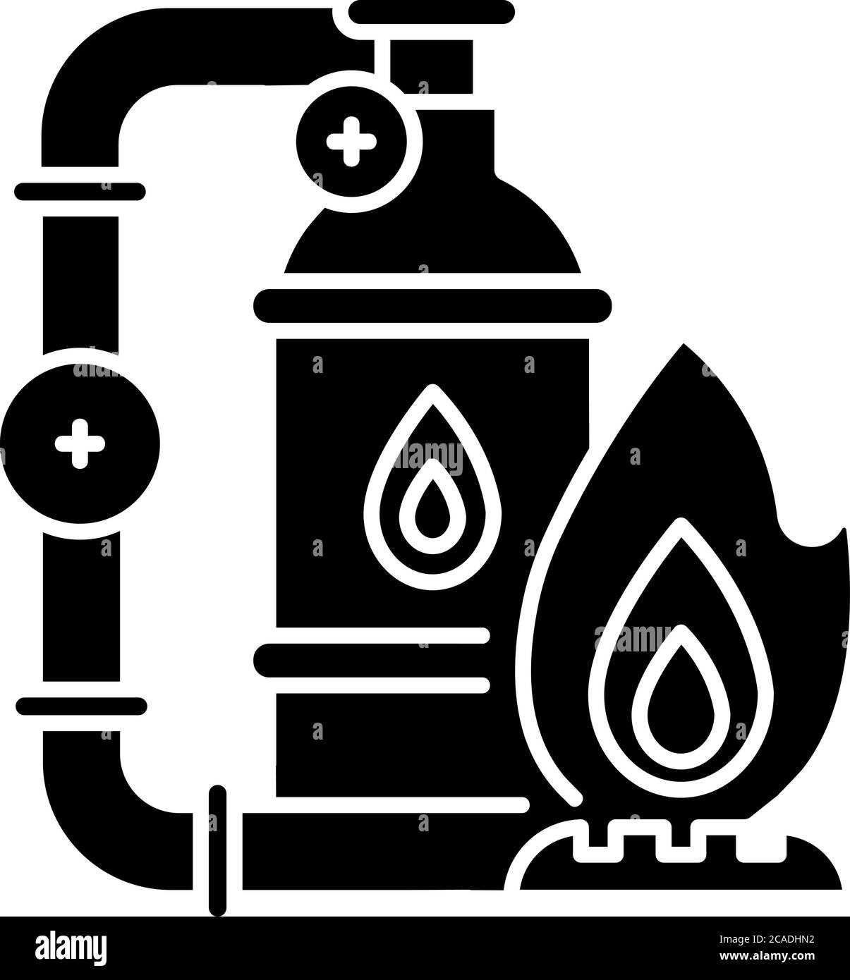 Gas industry black glyph icon. Energy business silhouette symbol on ...