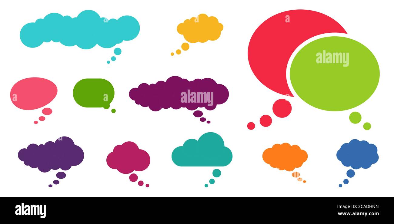 collection of different speech bubbles and thought bubbles with space ...