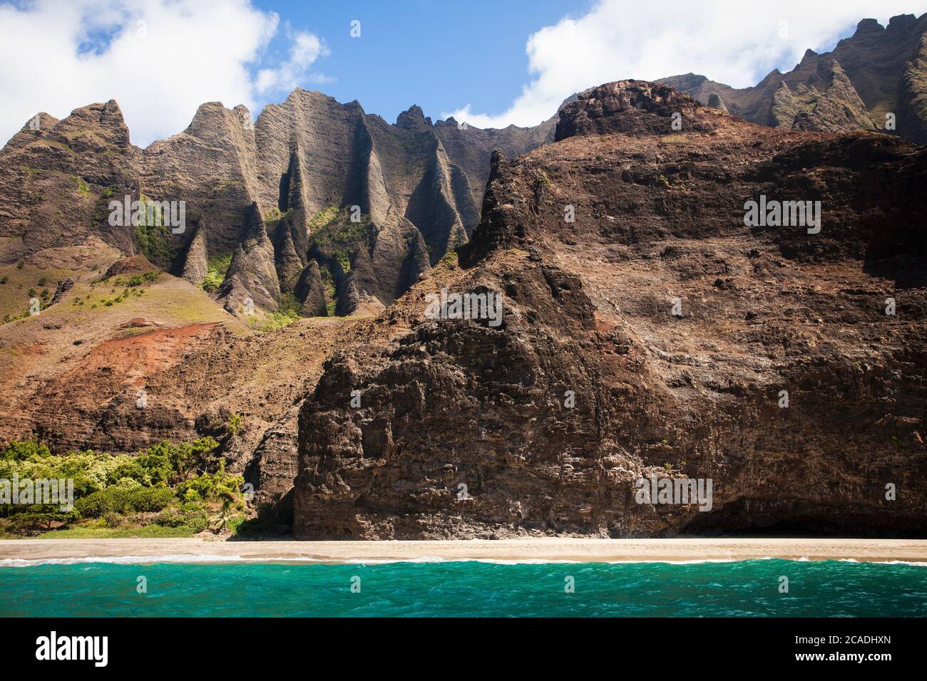 Na Pali Cliffs seen from the Pacific Ocean, Kauai, Hawaii Stock Photo ...
