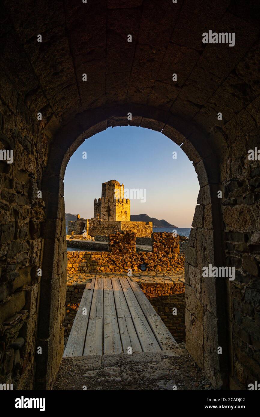 Inside the Archaeological site of Methoni Castle. Built by the ...