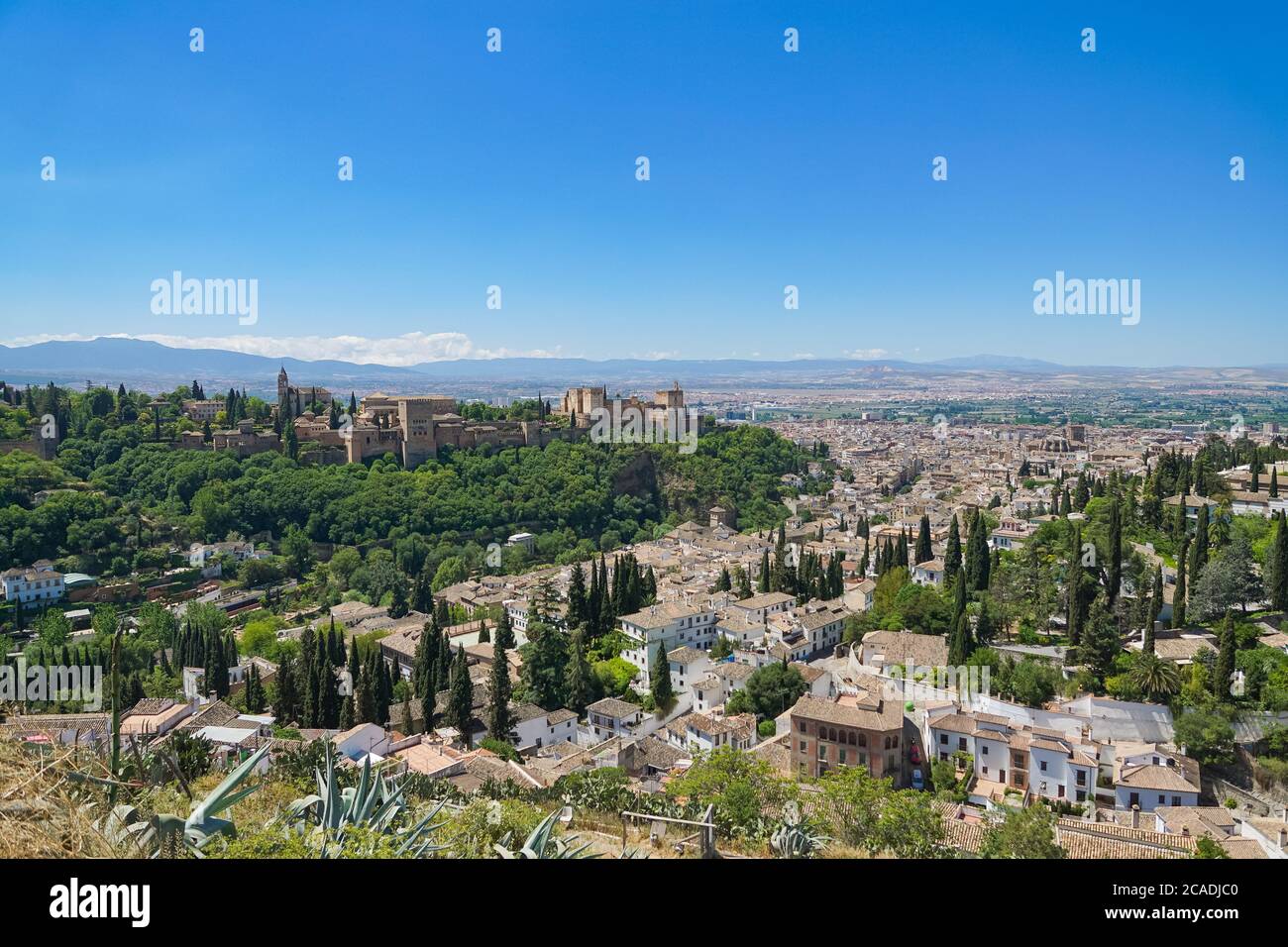 Panoramic view of Granada city with Alhambra palace from Albaicin of ...