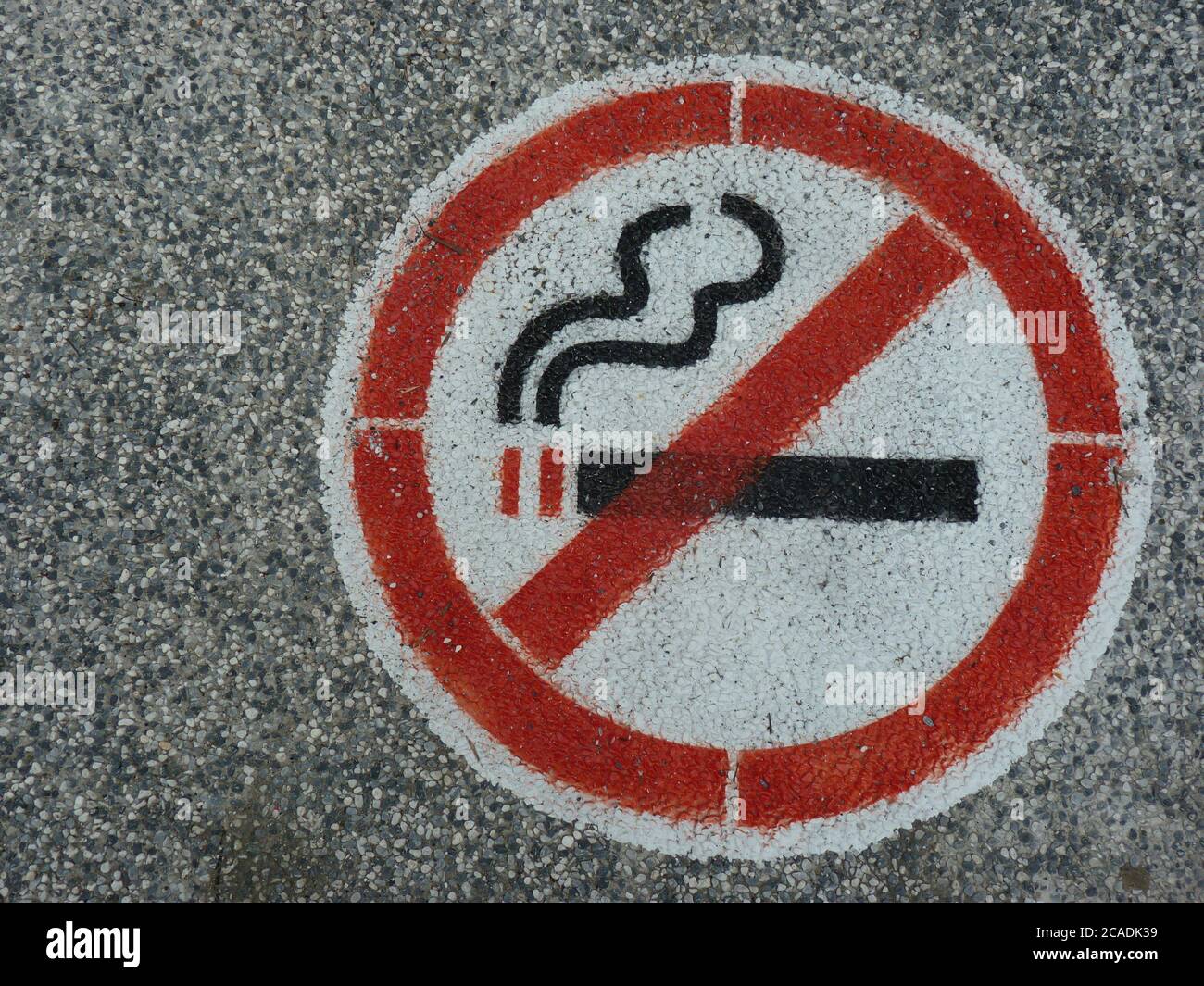 Closeup shot of smoking is not allowed sign painted on a wall Stock ...