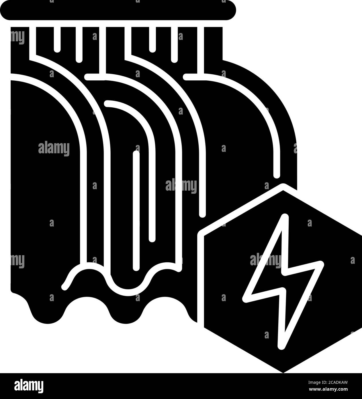 Hydroelectric power station black glyph icon. Alternative energy ...