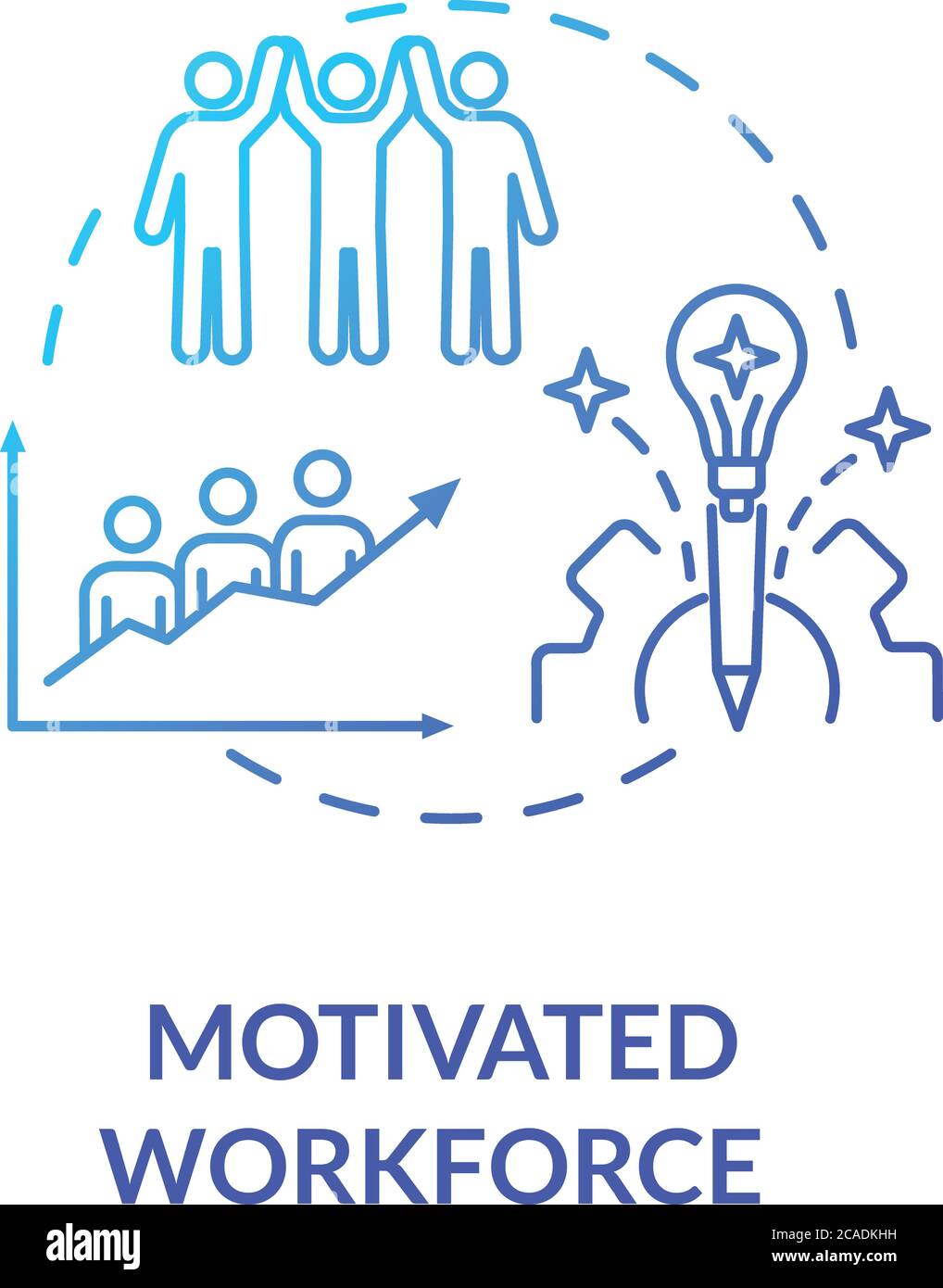 Motivated workforce blue gradient concept icon. Employee encouragement ...