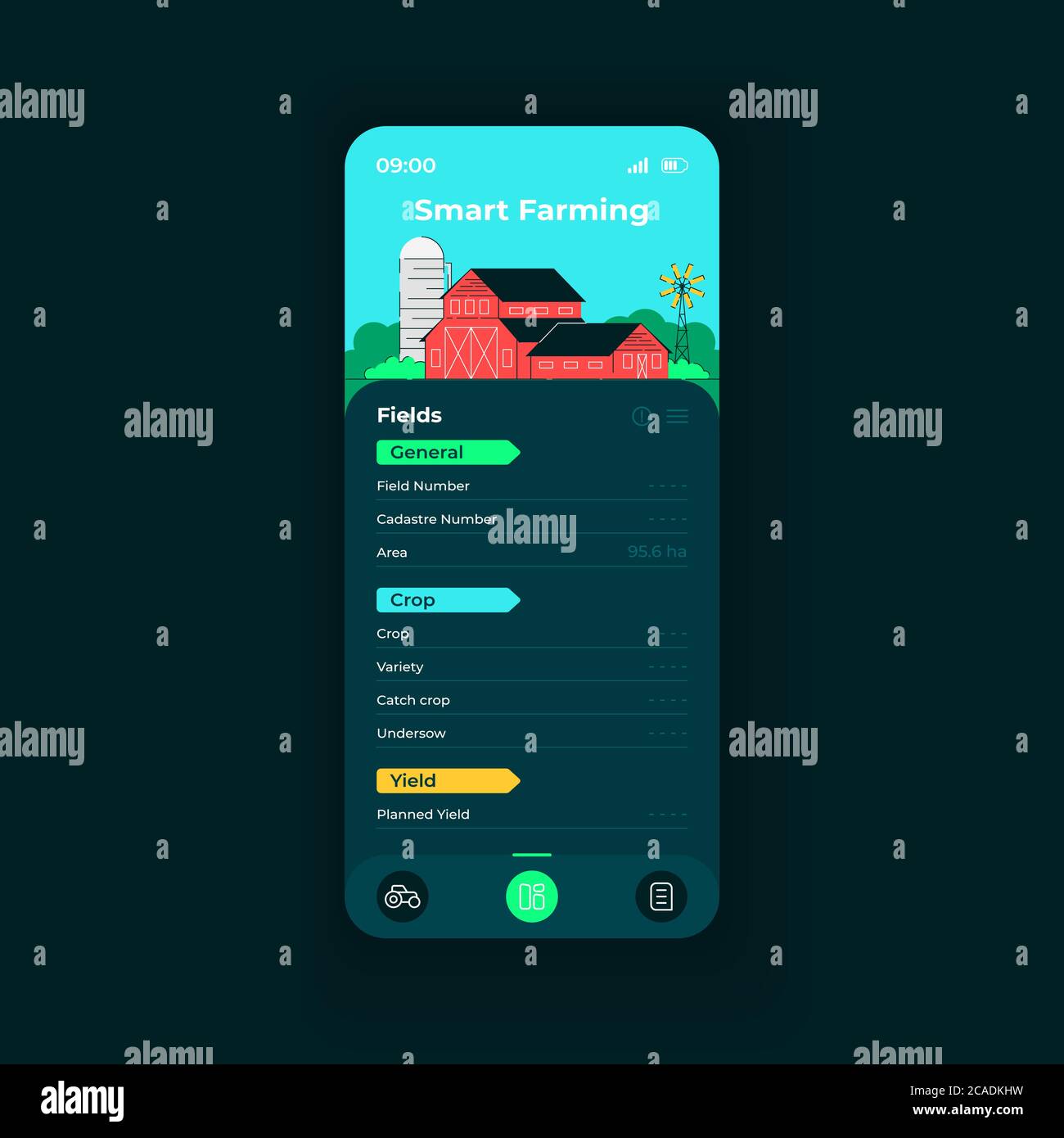 Smart farming app smartphone interface vector template. Mobile app page ...