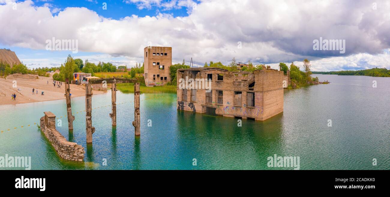 Aerial view of the Rummu abandoned prison in Tallinn, Estonia Stock ...