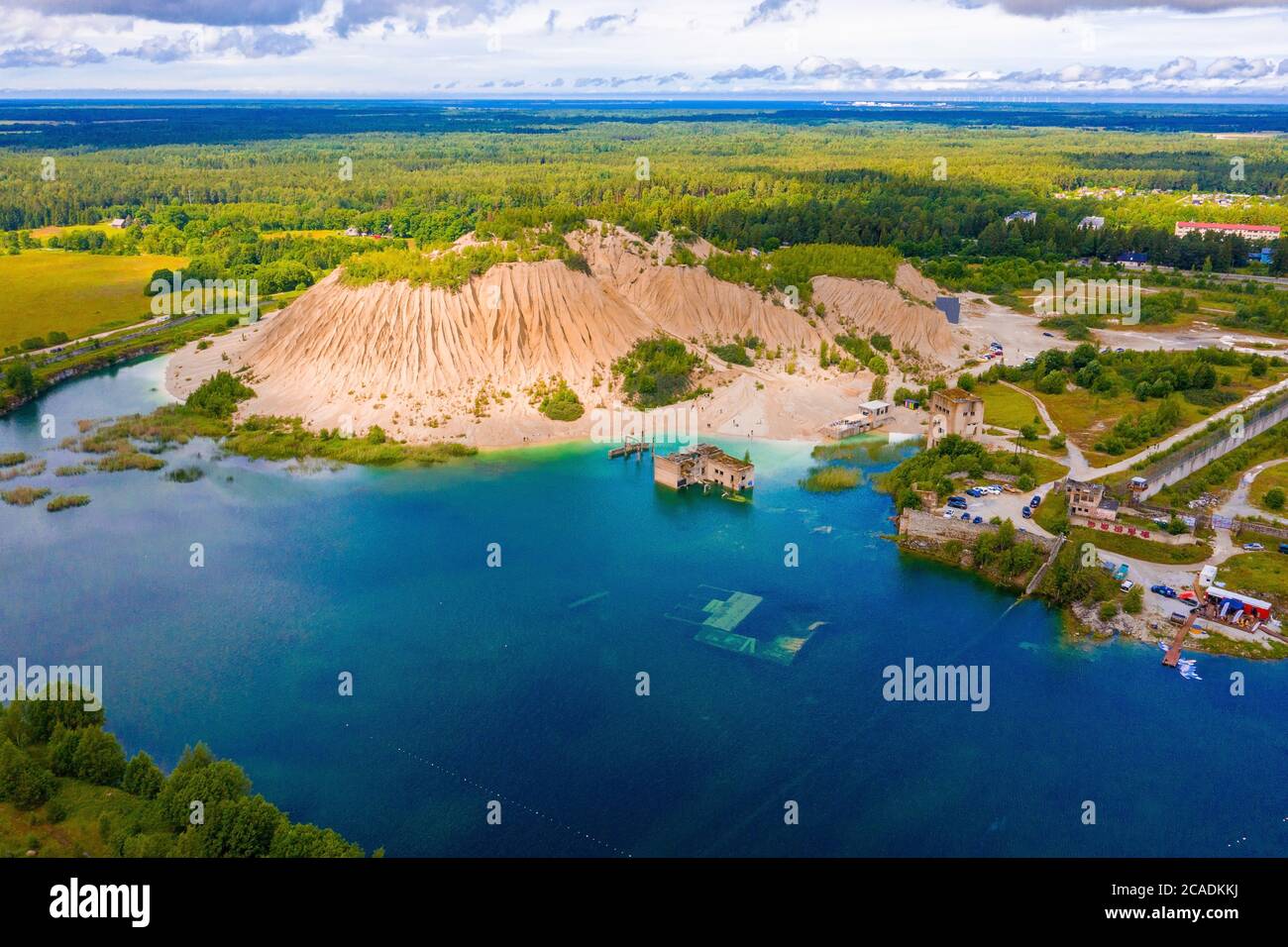 Aerial view of the Rummu abandoned prison in Tallinn, Estonia Stock ...