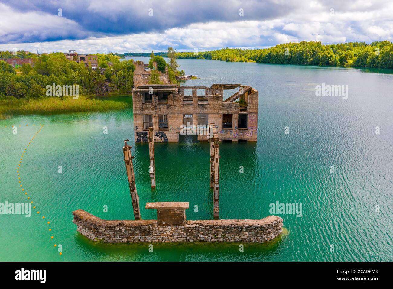 Aerial view of the Rummu abandoned prison in Tallinn, Estonia Stock ...