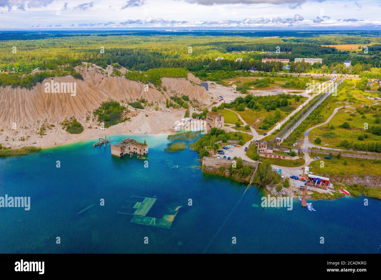 Aerial view of the Rummu abandoned prison in Tallinn, Estonia Stock ...