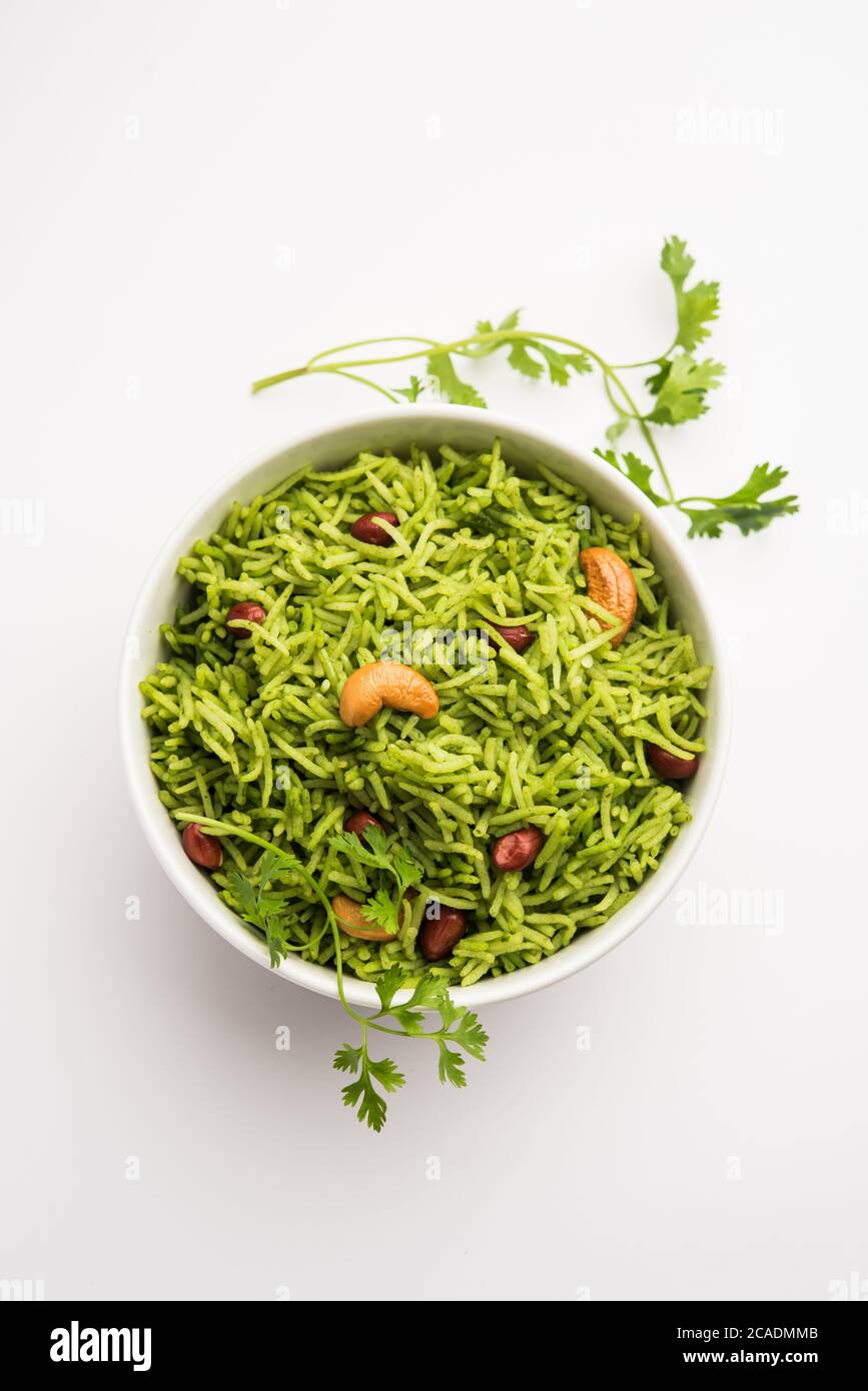 Coriander, Cilantro rice also called Dhaniya Chawal or pulao or ...