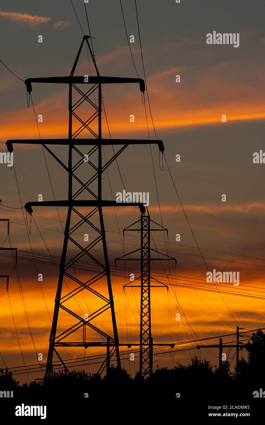 Silhouette power lines hi-res stock photography and images - Alamy