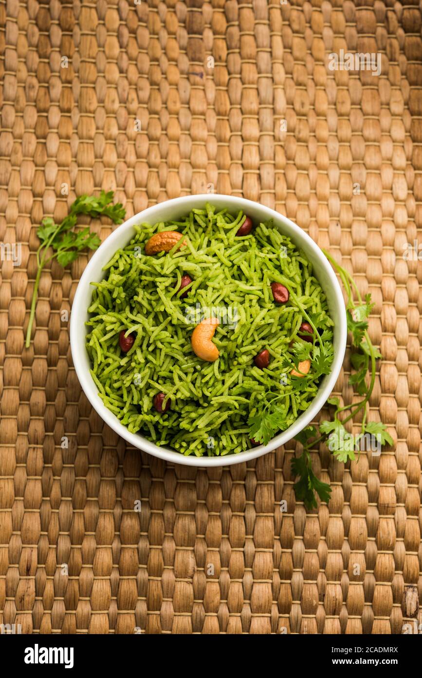 Coriander, Cilantro rice also called Dhaniya Chawal or pulao or ...