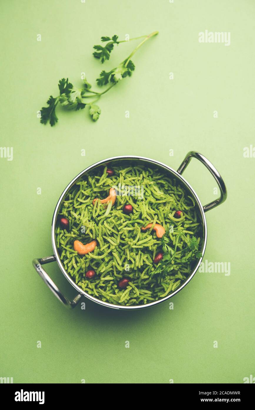 Coriander, Cilantro rice also called Dhaniya Chawal or pulao or ...