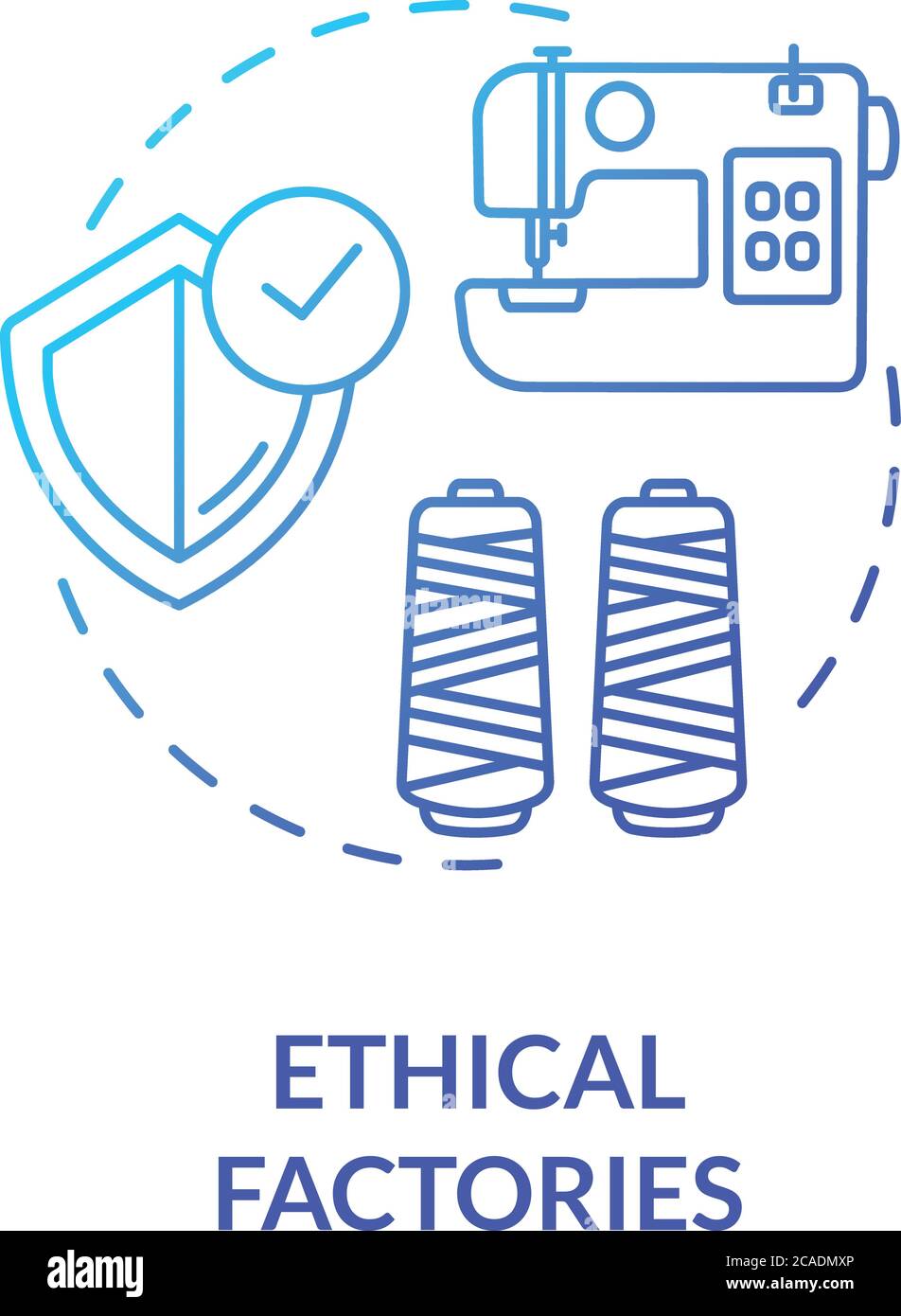 Ethical factories blue gradient concept icon. Textile supplier. Zero ...