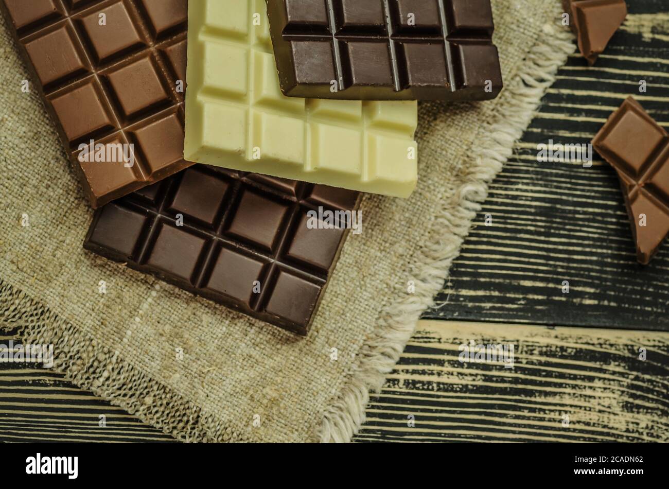 Group of chocolate bars different colors. Different kind assorted ...