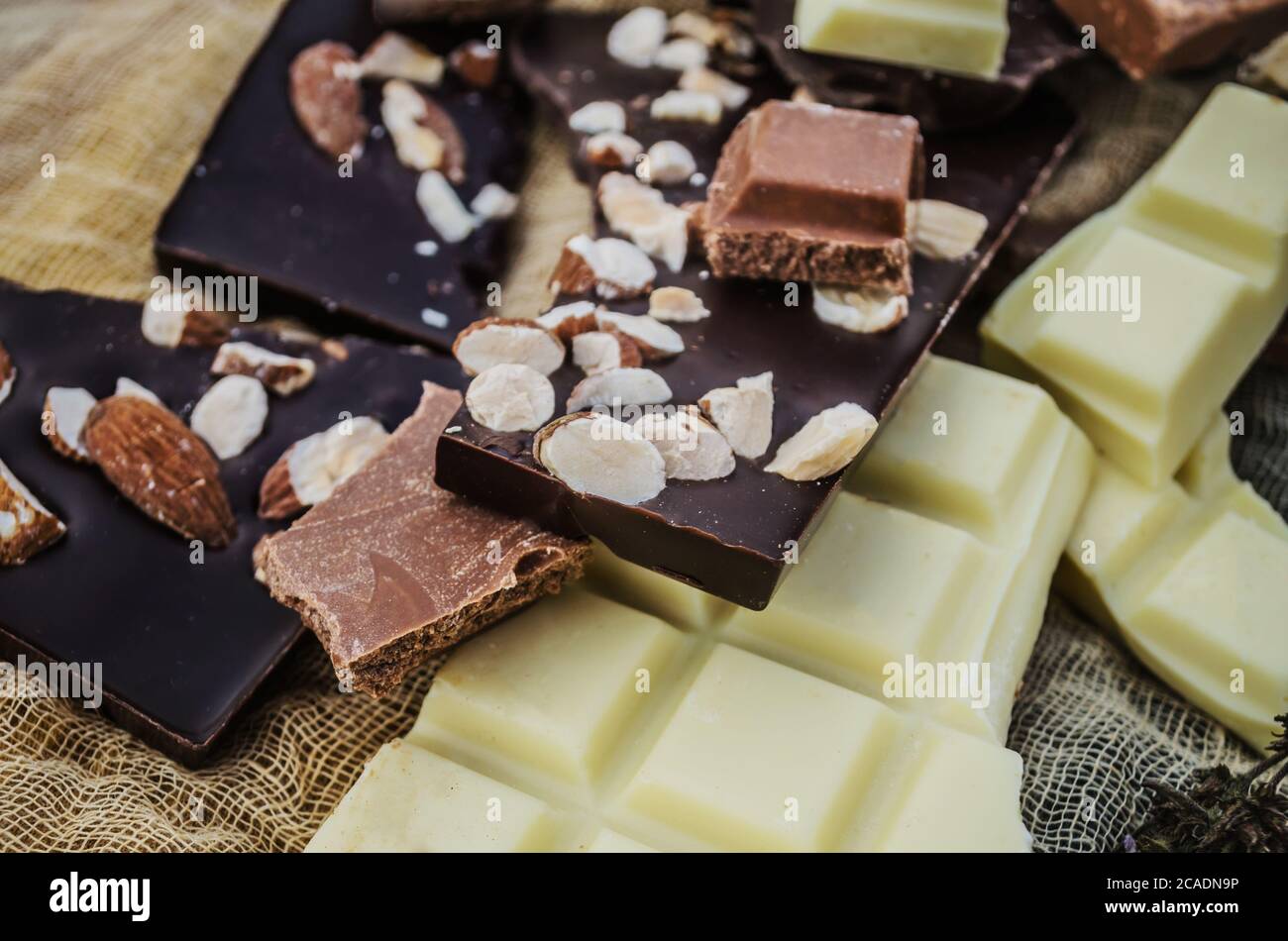 Group of chocolate bars different colors. Different kind assorted ...