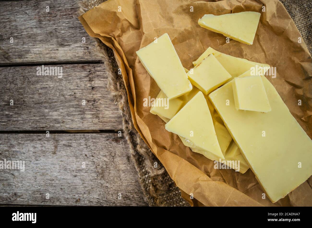 White chocolate snack on brown color paper Stock Photo - Alamy