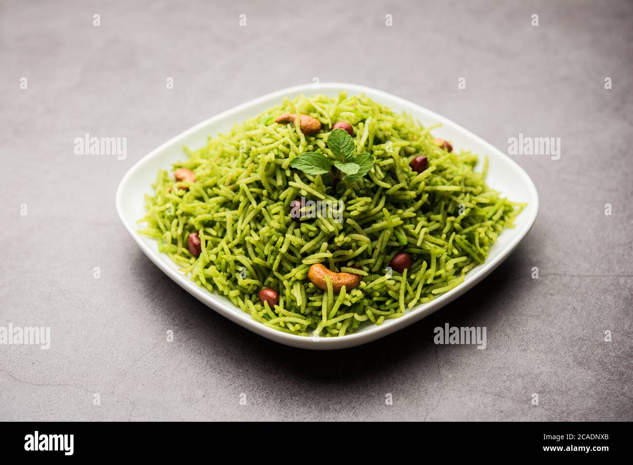 Mint Rice - Basmati rice cooked with fresh pudina leaves and garnished ...