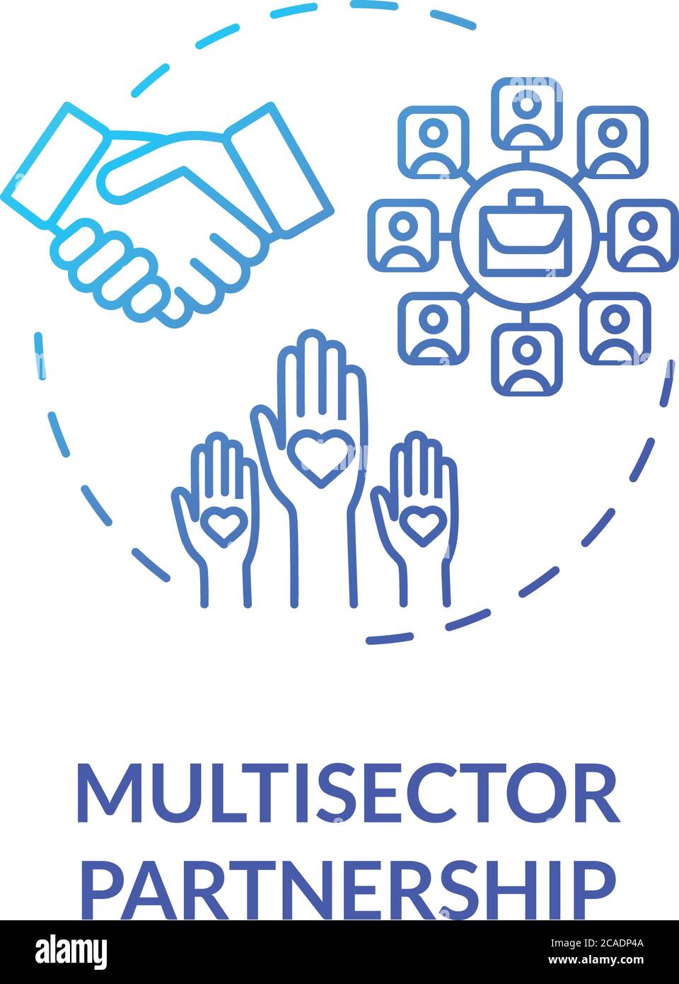 Multisector partnership blue gradient concept icon. Partnership in ...