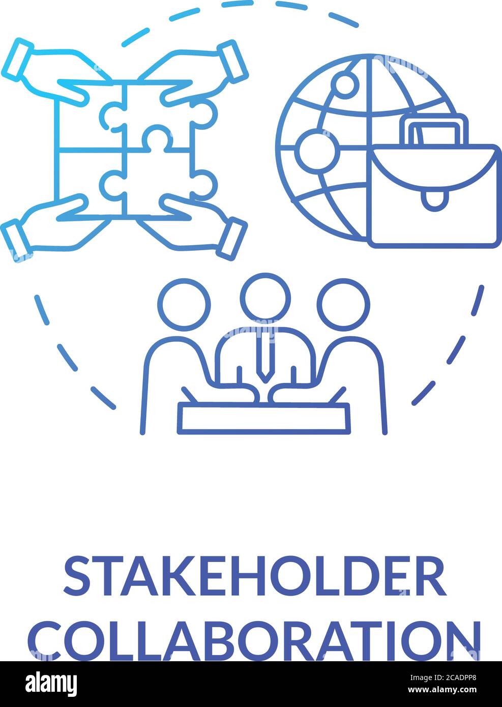 Stakeholder collaboration blue gradient concept icon. Teamwork for ...