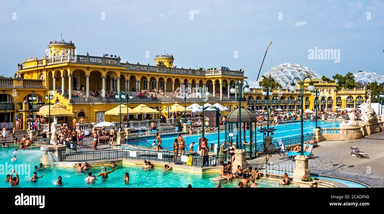 Szechenyi Spa Baths, Budapest. The palace-like edifice contains a huge ...