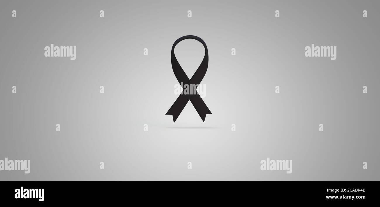 Anti Terrorism Black Ribbon grey background 3D rendering Stock Photo ...
