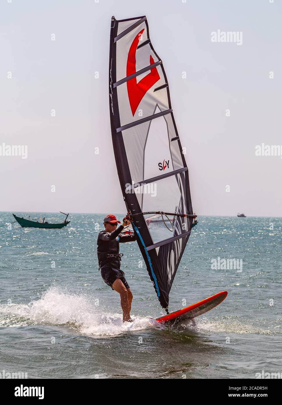 Mui Ne, Phan Thiet, Vietnam - Feb 16, 2015: Windsurfer Surfing The Wind ...