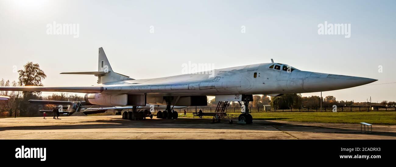 POLTAVA, UKRAINE - OCTOBER 19, 2019: Tupolev Tu-160 missile-carrying ...