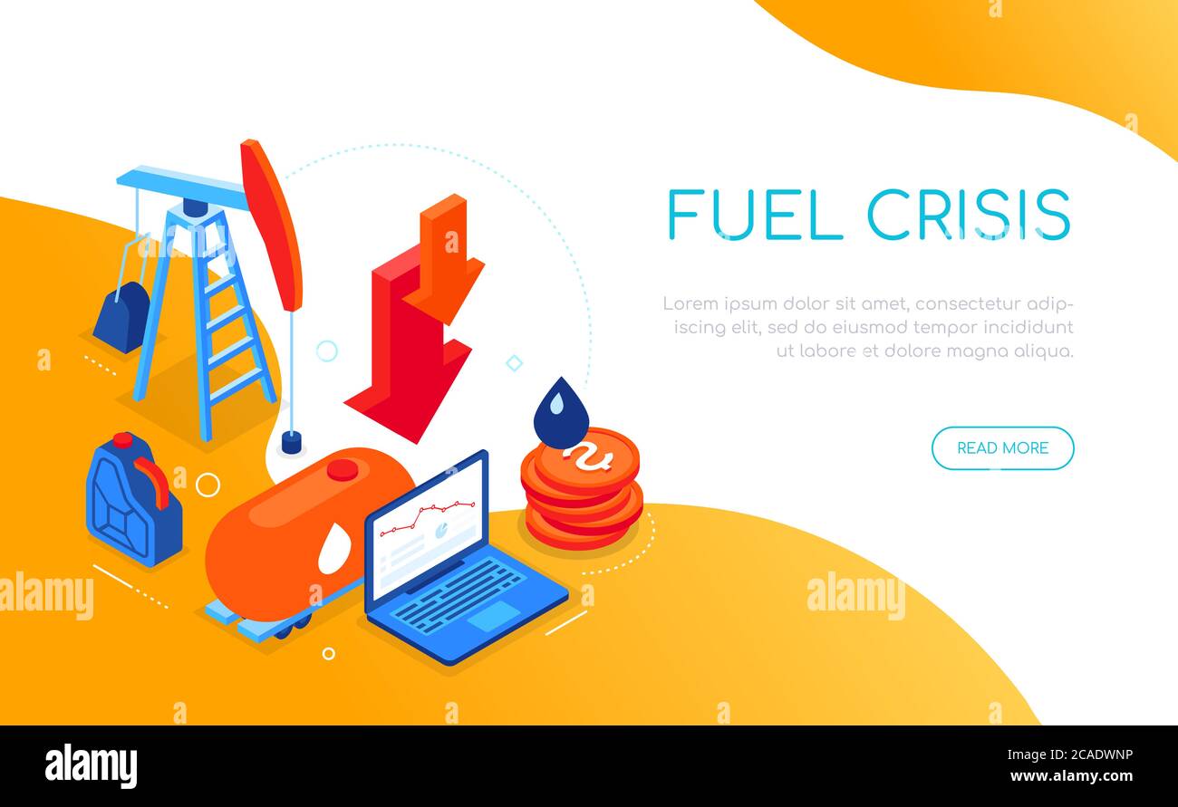 Fuel crisis - modern colorful isometric web banner Stock Vector Image ...