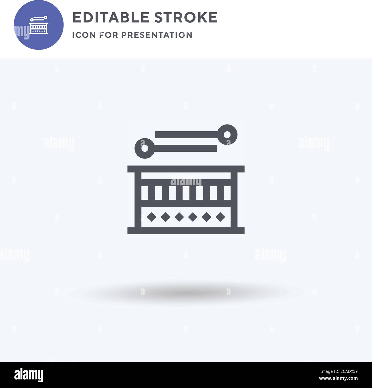Drum icon vector, filled flat sign, solid pictogram isolated on white ...