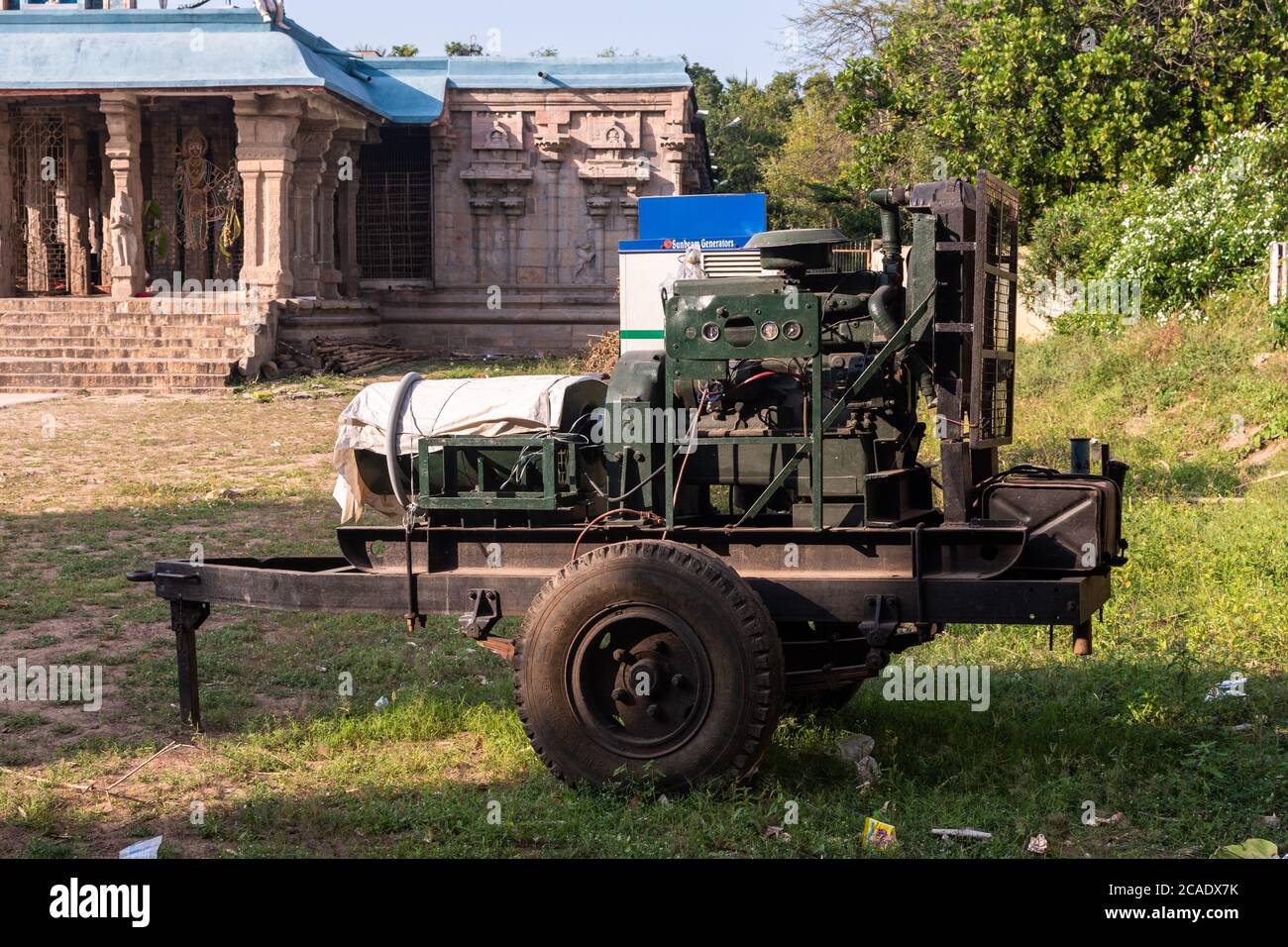 Kumbakonam, Tamil Nadu, India - February 2020: A diesel power generator ...