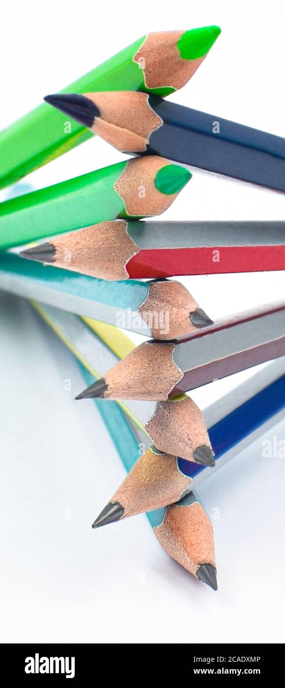 Design made with some different colored wood pencil crayons on white ...