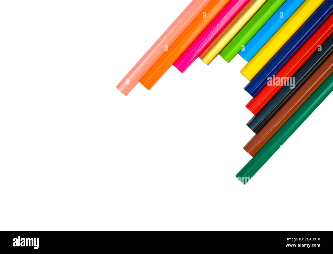 Half arrow shape made with some different colored wood pencil crayons ...