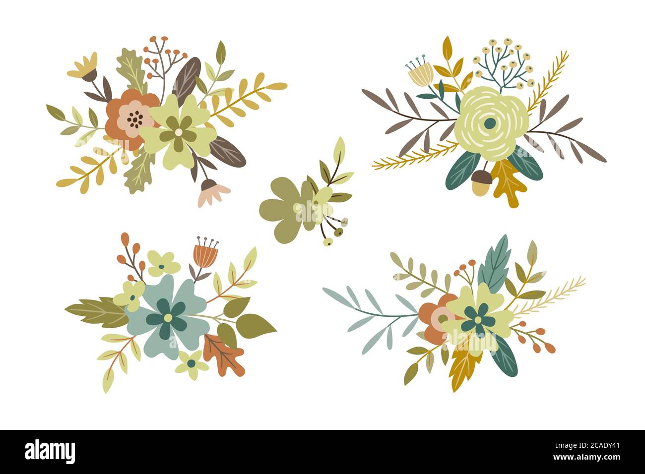Fall floral decorative elements. Vector decoration, isolated on white ...